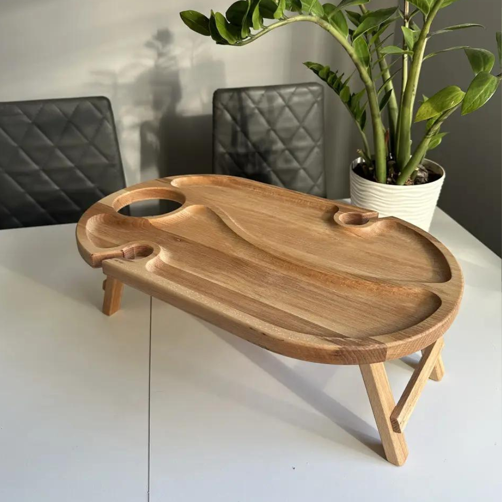 Mesa de Vinho Dobrável Oval em Carvalho Natural | Artesanal Premium ...